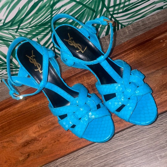 Yves Saint Laurent | Shoes | Authentic Ysl Turquoise Python Skin Pump ...